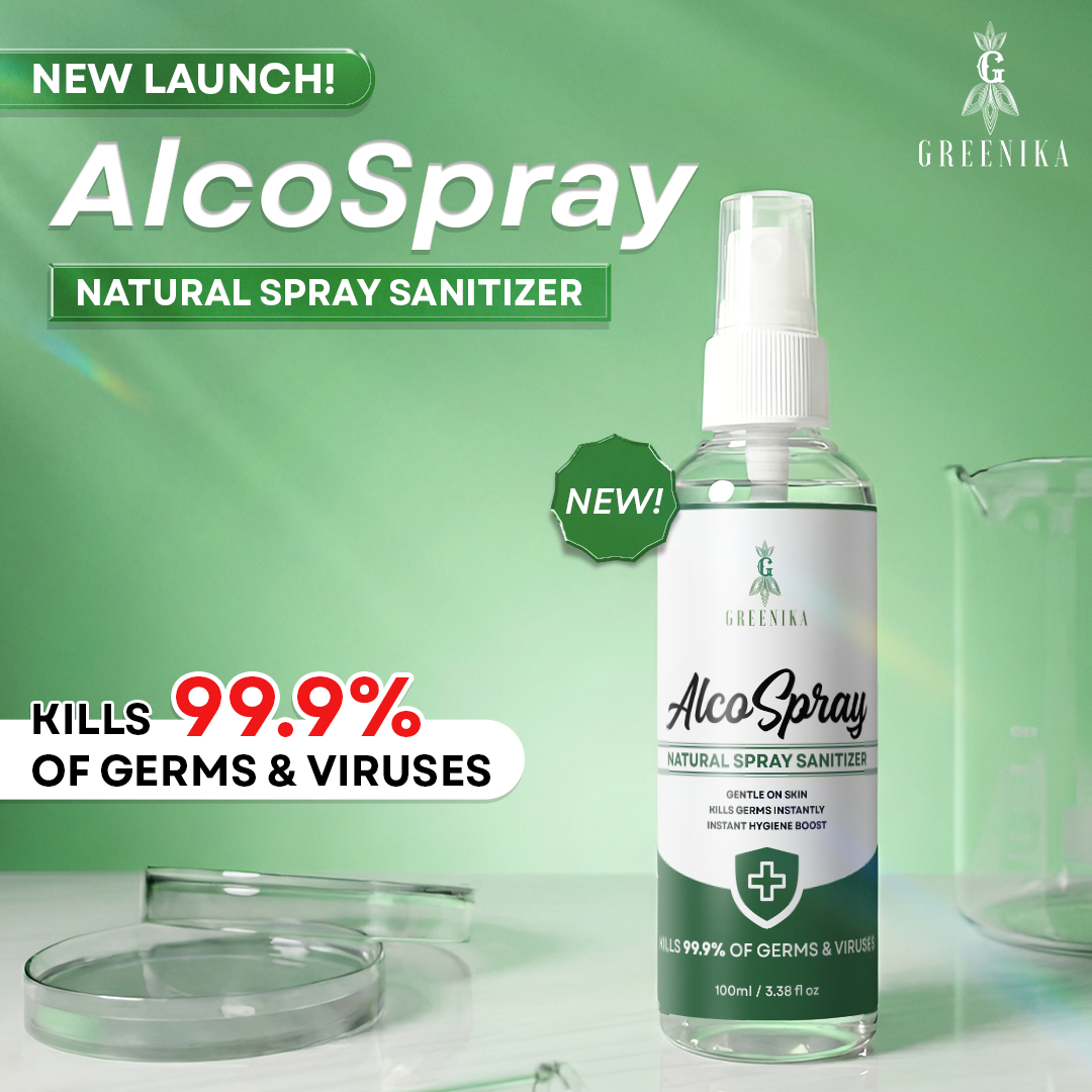 Greenika 100ML Alcospray Natural Spray Hand Sanitizer with Moisturize ...